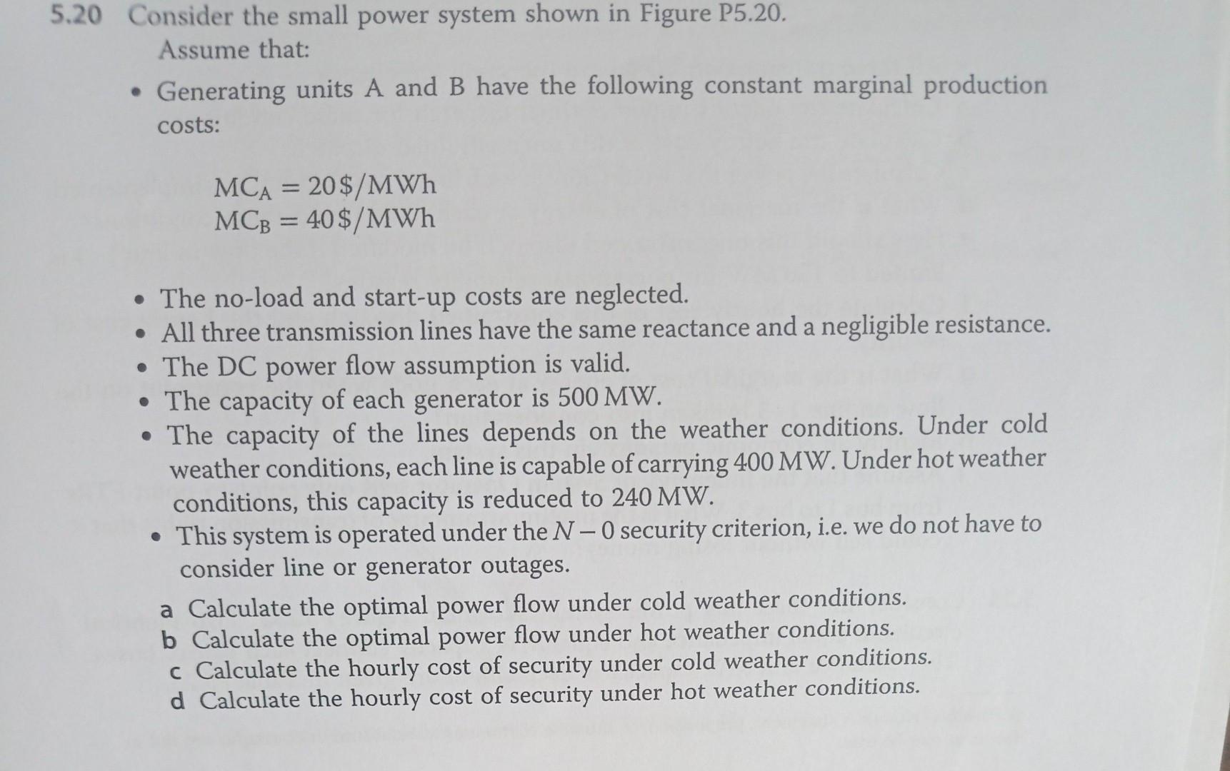 .20 Consider the small power system shown in Figure | Chegg.com