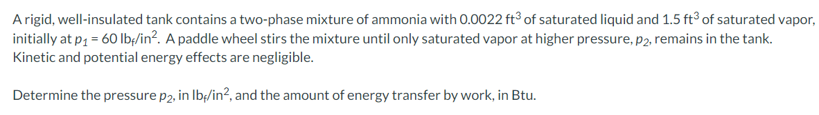 Solved A rigid, well-insulated tank contains a two-phase | Chegg.com