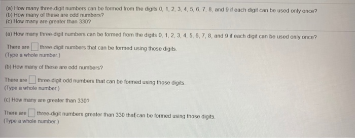 Solved (a) How many three-digit numbers can be formed from | Chegg.com