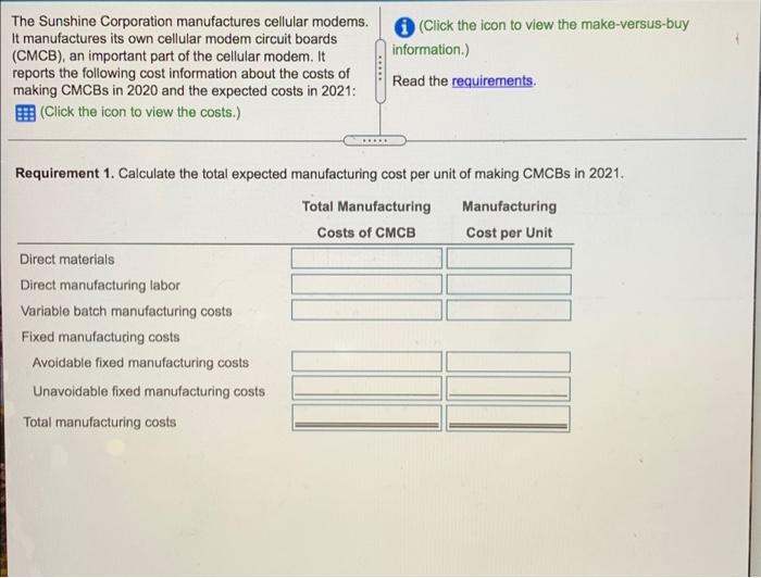 Solved (Click the icon to view the make-versus-buy | Chegg.com