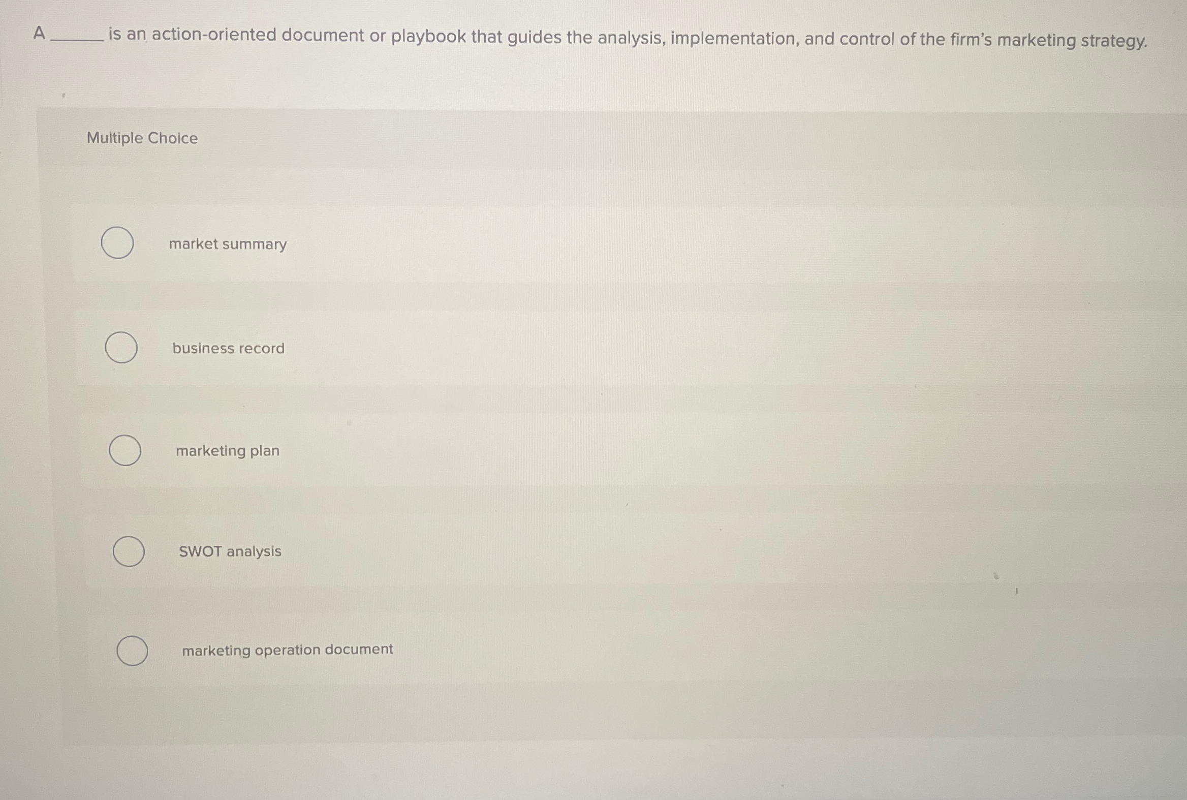 Solved A ﻿is an action-oriented document or playbook that | Chegg.com