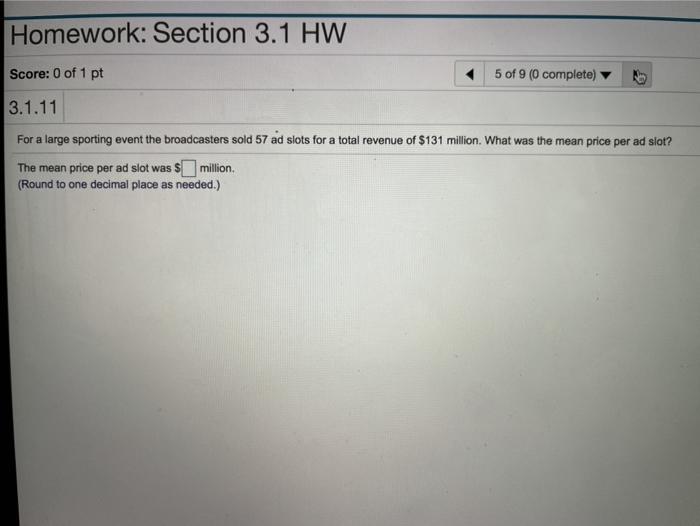 Solved Homework Section 3 1 Hw Score 0 Of 1 Pt 5 Of 9 0