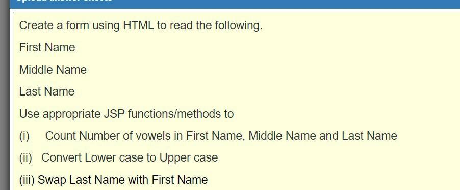 Solved Create a form using HTML to read the following. First | Chegg.com