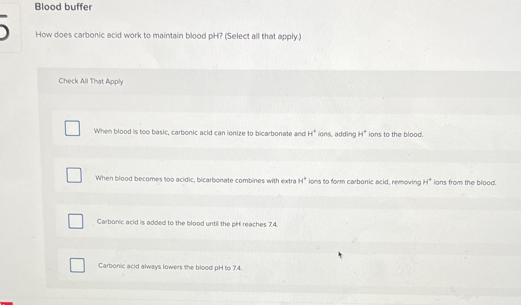 Solved Blood bufferHow does carbonic acid work to maintain | Chegg.com