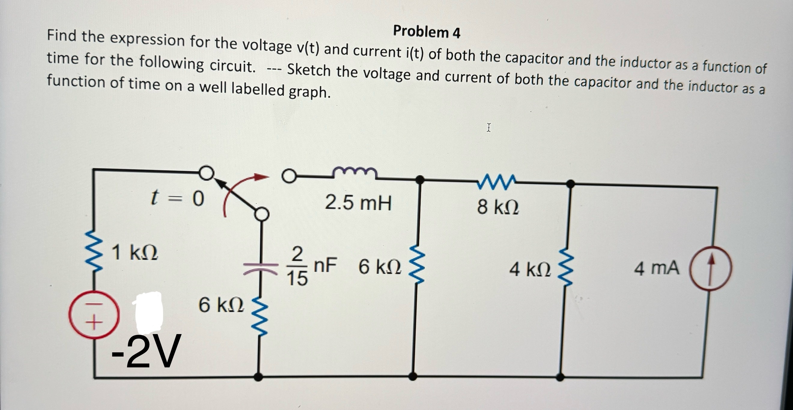Solved Problem 4Find the expression for the voltage v(t) | Chegg.com
