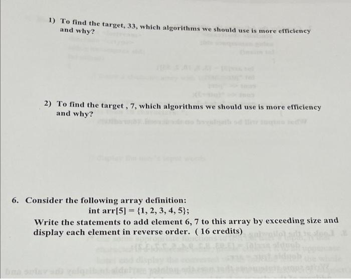 Solved 1) To find the target, 33, which algorithms we should | Chegg.com
