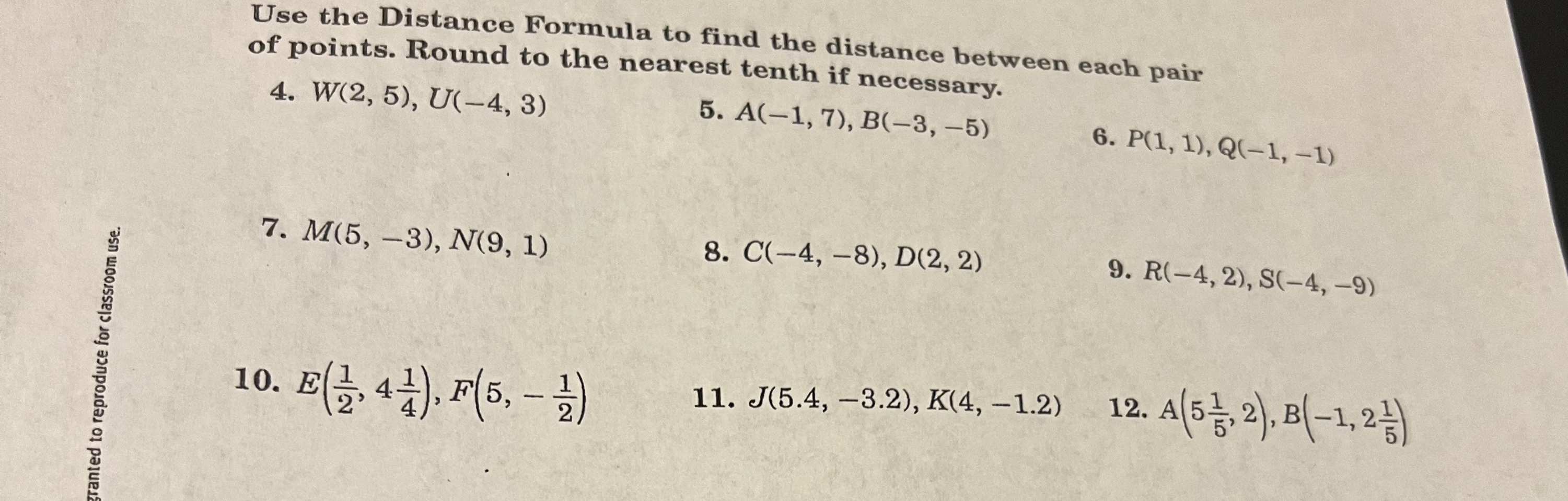 Use the Distance Formula to find the distance between | Chegg.com
