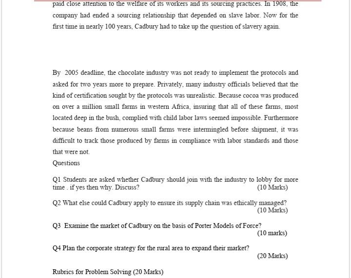Solved CASE ANALYSIS: Chocolate had always been | Chegg.com