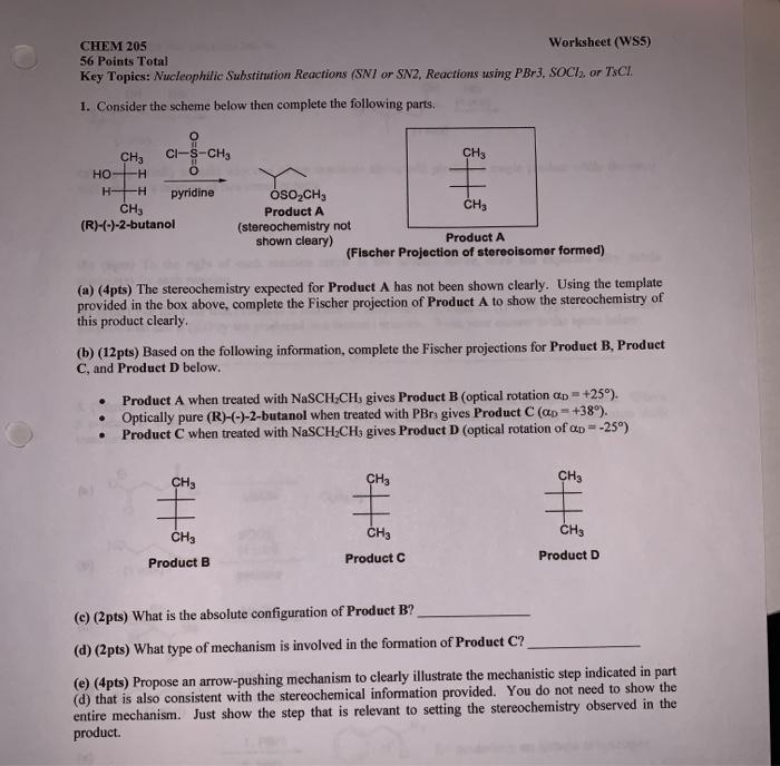 CHEM 205 Worksheet (WS) 56 Points Total Key Topics: | Chegg.com