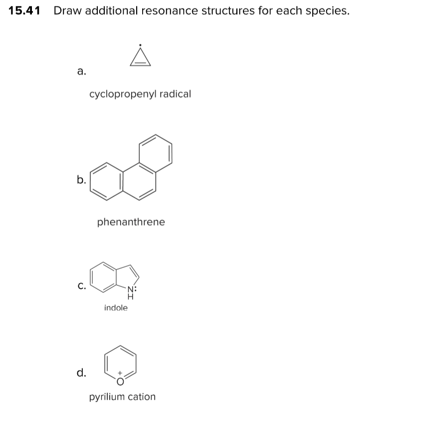 Solved 15.41 ﻿Draw additional resonance structures for each | Chegg.com
