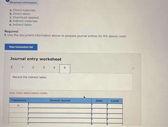 Solved Required: 1. Use the document information above to | Chegg.com