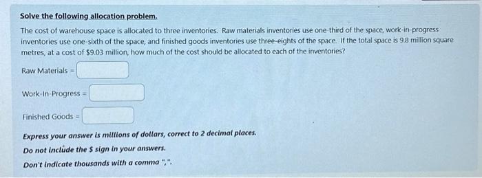 Solved Solve the following allocation problem. The cost of | Chegg.com
