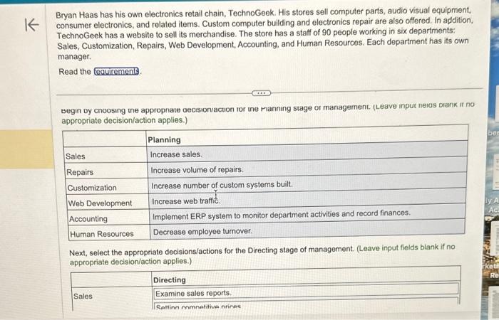 Solved Bryan Haas has his own electronics retail chain, | Chegg.com