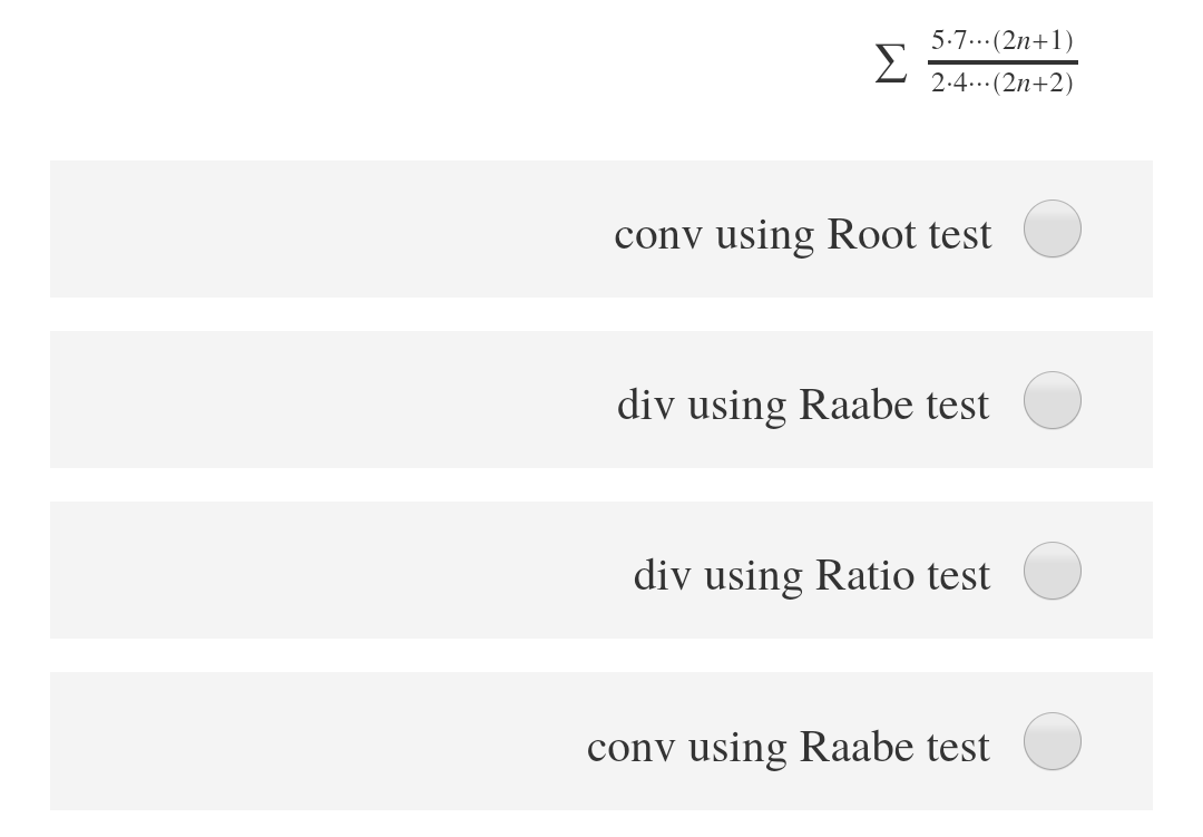 Solved Σ 5.7... (2n+1) 2.4... (2n+2) conv using Root test | Chegg.com