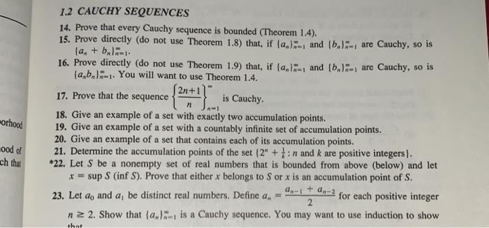 Solved 12 1.2 CAUCHY SEQUENCES 14. Prove that every Cauchy | Chegg.com