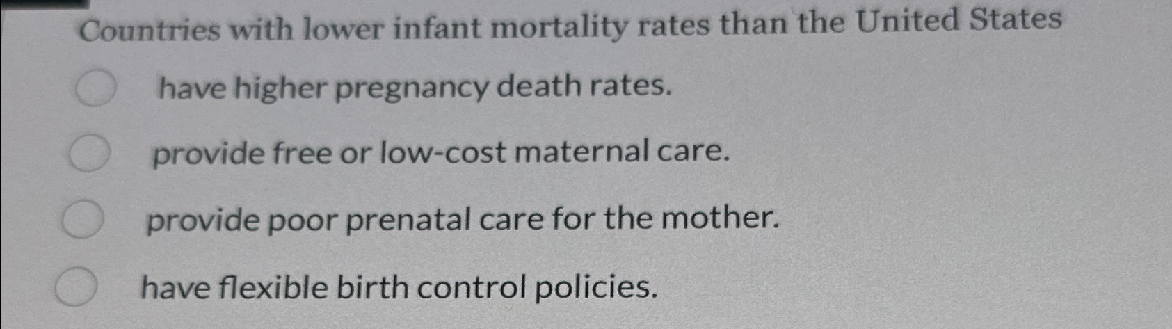 Solved Countries with lower infant mortality rates than the | Chegg.com