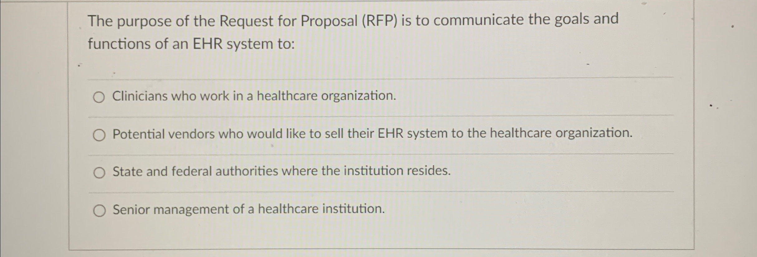 Solved The purpose of the Request for Proposal (RFP) ﻿is to | Chegg.com