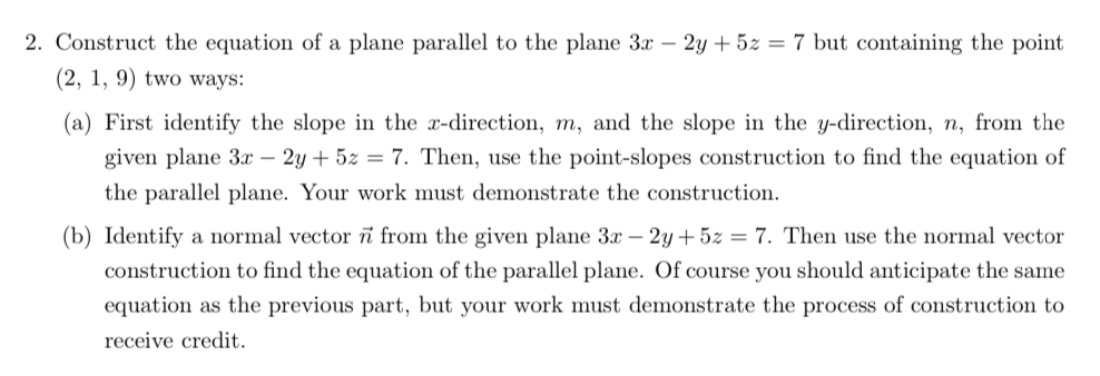 Solved Construct the equation of a plane parallel to the | Chegg.com