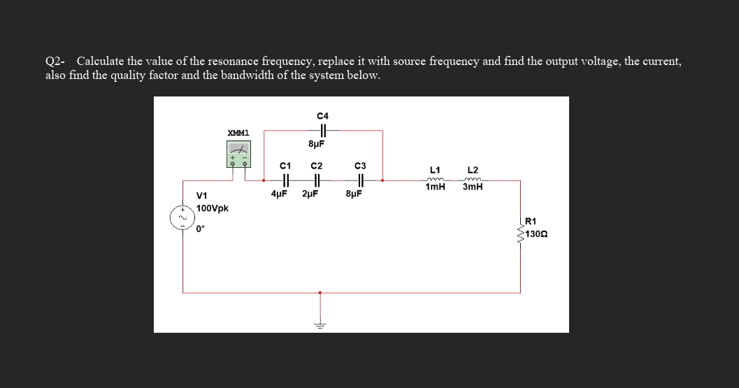 Solved Q2- ﻿Calculate the value of the resonance frequency, | Chegg.com