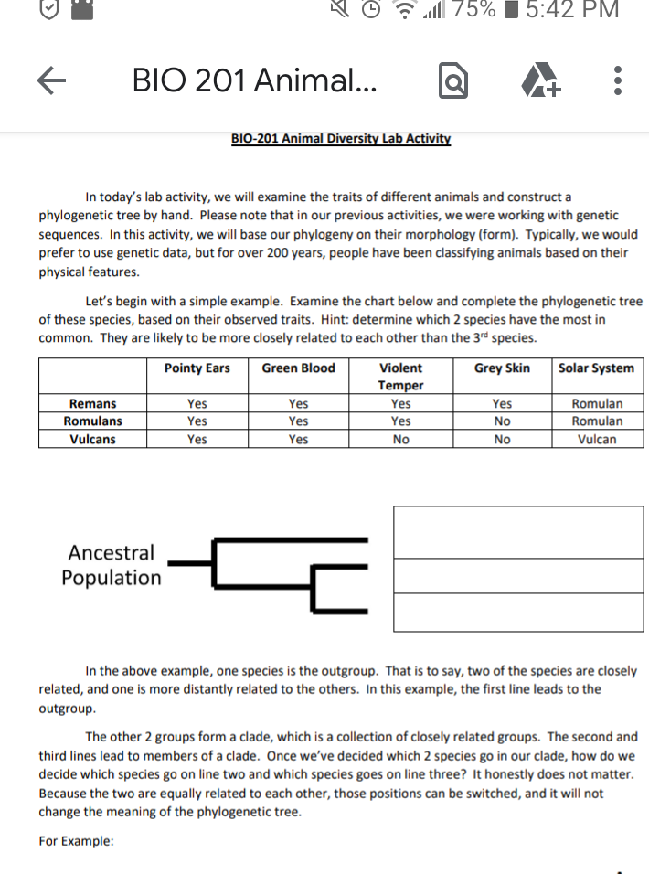 Solved BIO 201 Animal Diversity Lab Activity.pdf 810-201 | Chegg.com