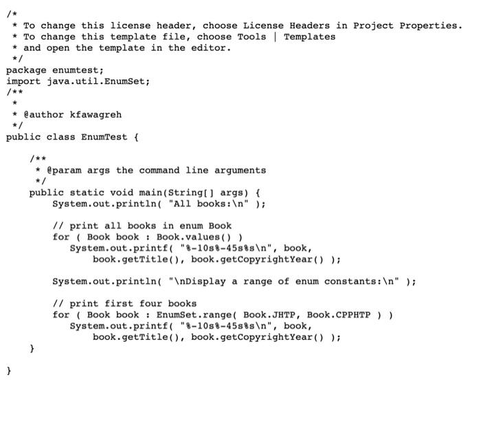 Solved Consider the classes Book and Enum Test discussed in | Chegg.com