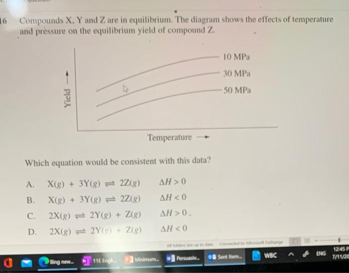 Solved Compounds X,Y and Z are in equilibrium. The diagram | Chegg.com