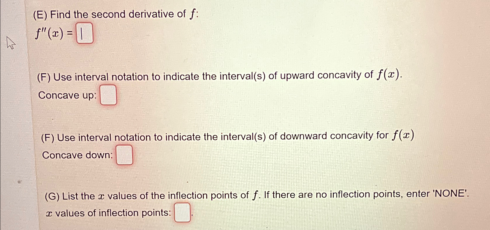 Solved Consider the functionf(x)=ex7+ex(A) ﻿Find the first | Chegg.com