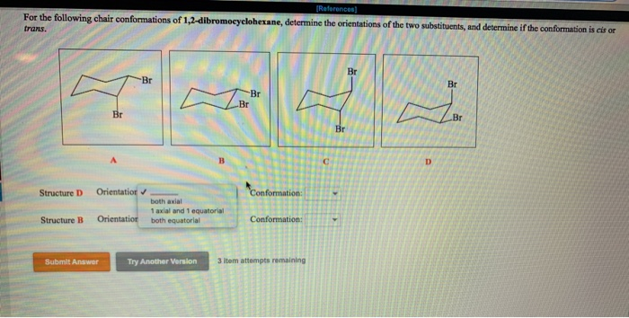 Solved [References For the following chair conformations of | Chegg.com