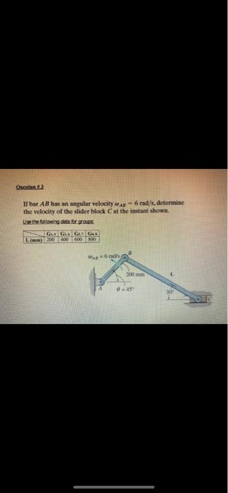 Solved Out If bar AB has an angular velocity - 6 rad/s, | Chegg.com