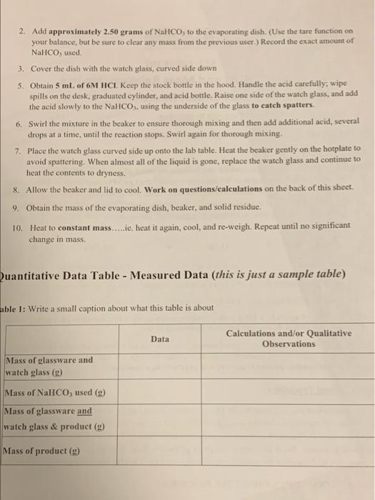 Solved LAB #3: Mole and Mass Relationship in a Chemical | Chegg.com