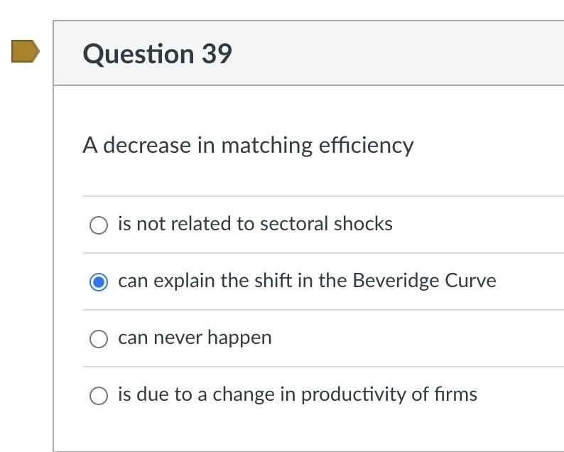 Solved Question 39A decrease in matching efficiencyis not | Chegg.com