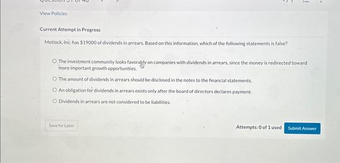 Solved Current Attempt in Progress Metlock, Inc, has $19000 | Chegg.com