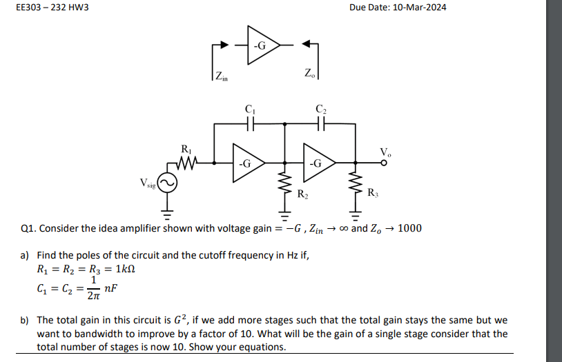 Solved Q1. ﻿Consider the idea aa) ﻿Find the poles of the | Chegg.com