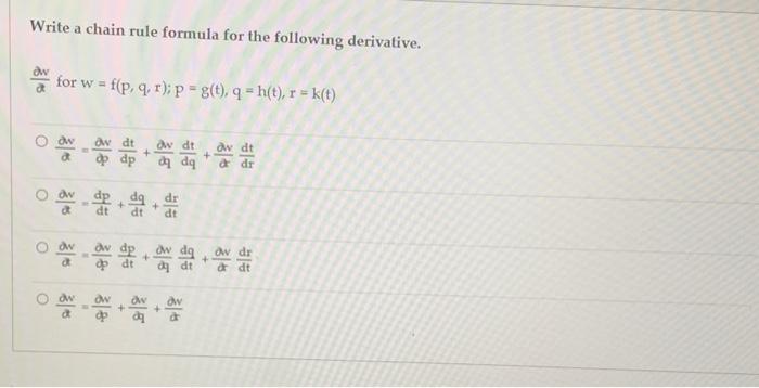 Solved Write a chain rule formula for the following | Chegg.com