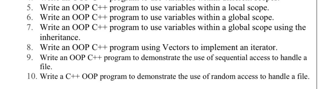 Solved 5 Write An Oop C Program To Use Variables Within A 0202