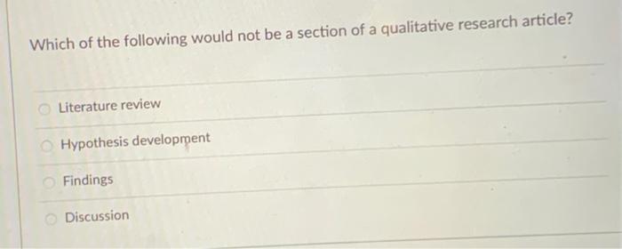 Solved Which of the following would not be a section of a | Chegg.com