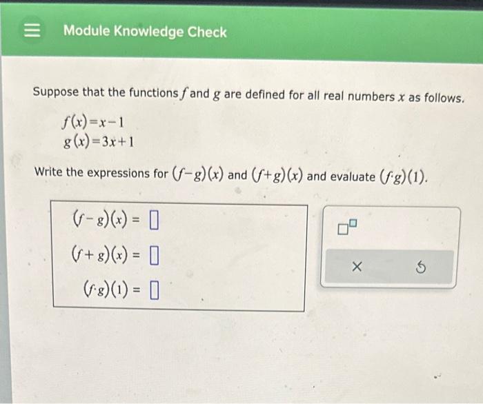 Solved Suppose that the functions f and g are defined for | Chegg.com