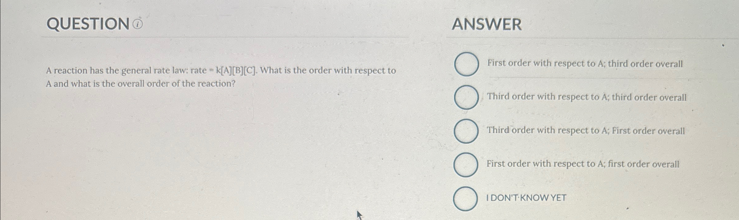 Solved QUESTION(i)A reaction has the general rate law: rate | Chegg.com