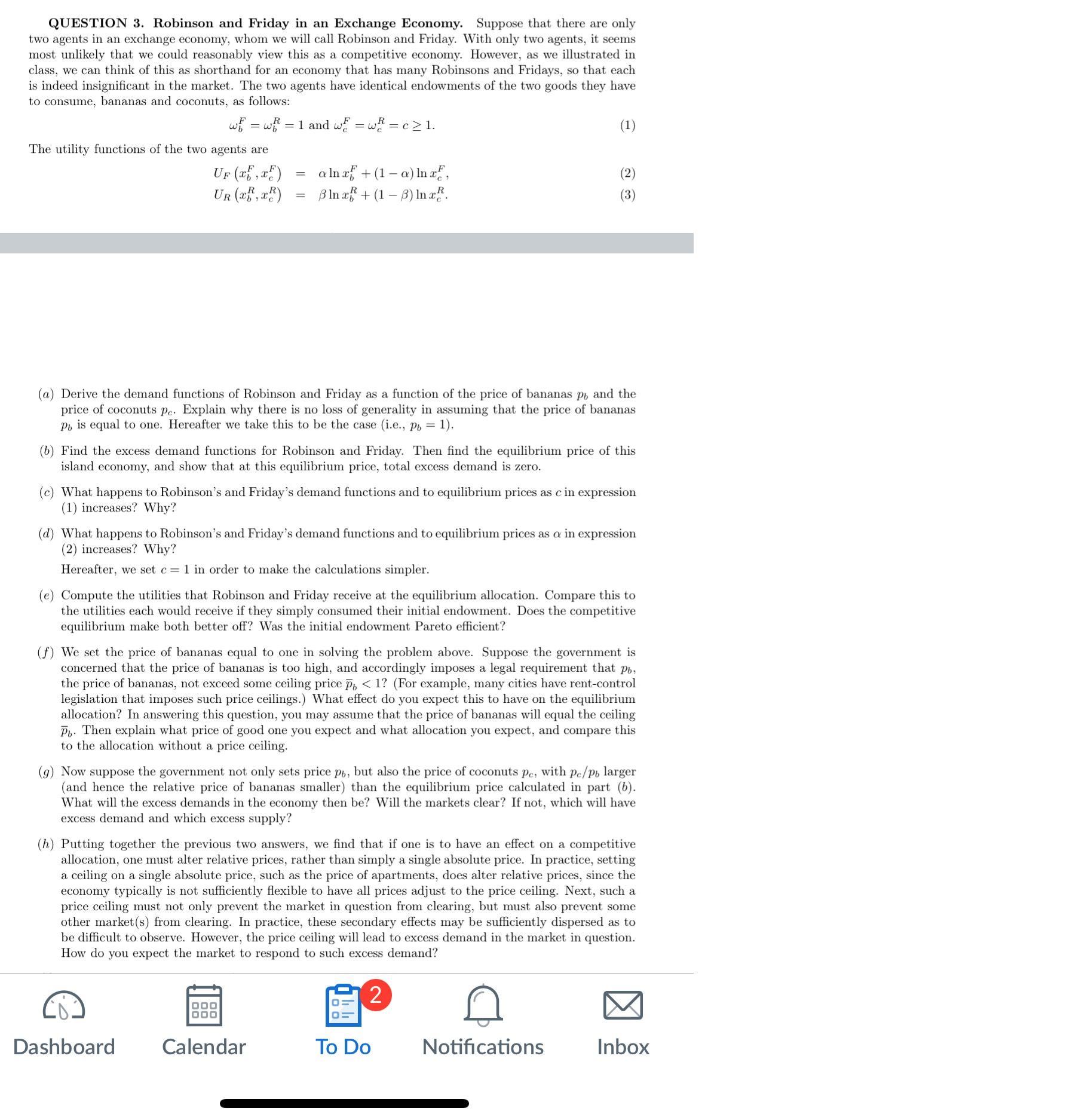 Solved QUESTION 3. ﻿Robinson and Friday in an Exchange | Chegg.com