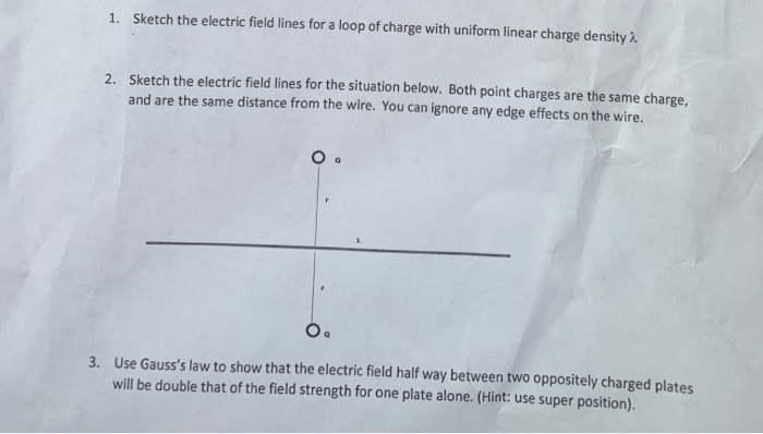 Solved 1. Sketch the electric field lines for a loop of | Chegg.com