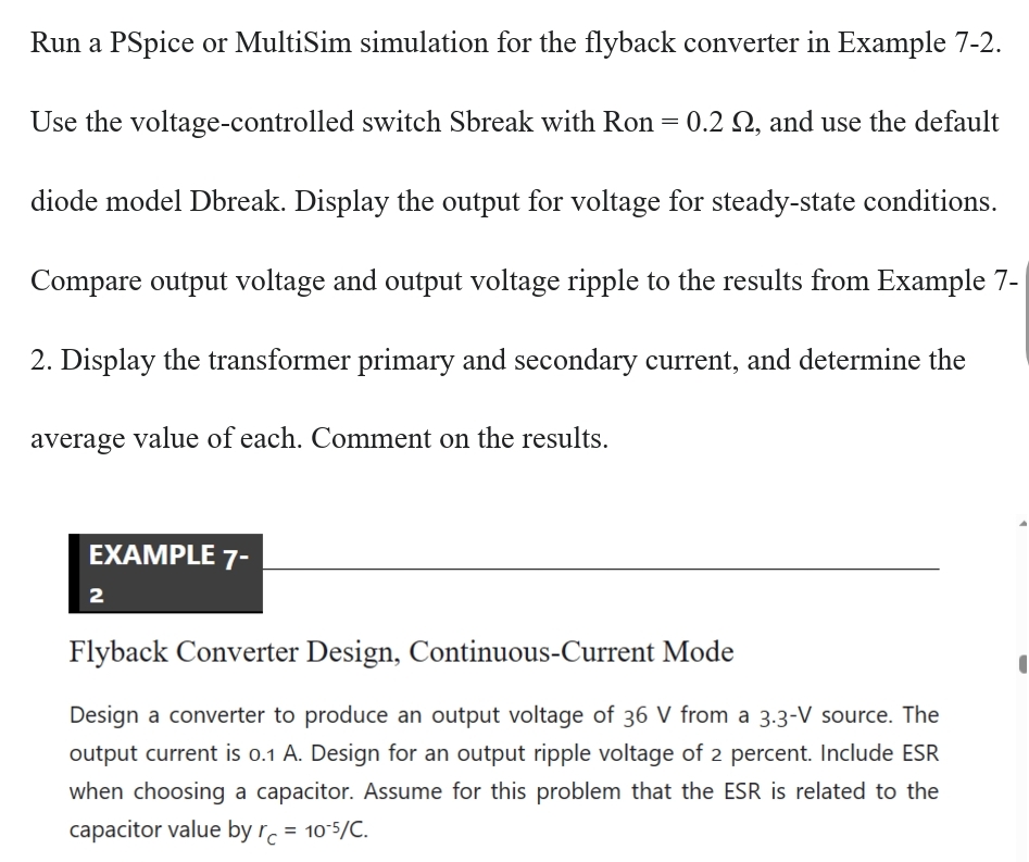 Solved Run a PSpice or MultiSim simulation for the flyback | Chegg.com