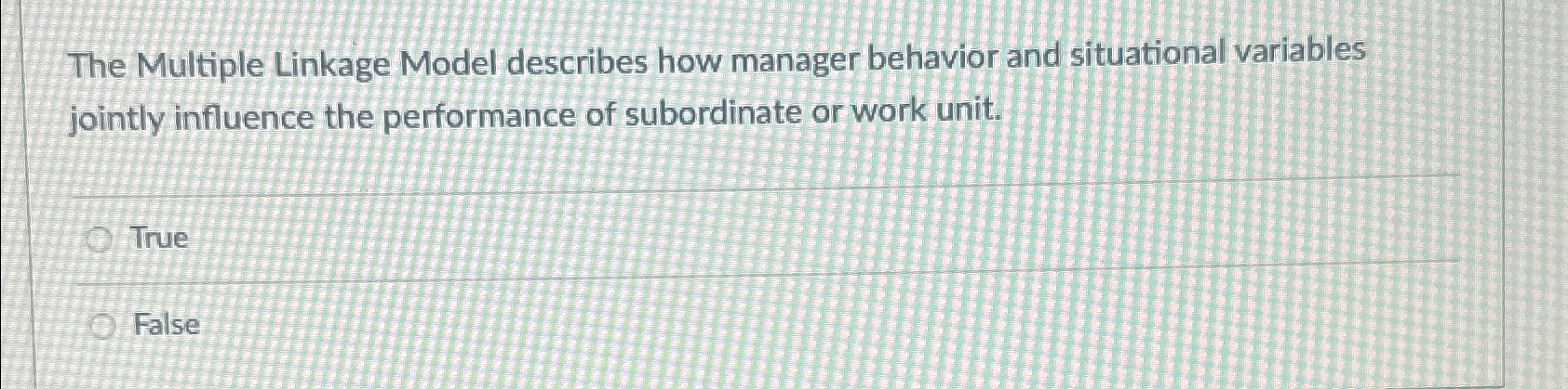 Solved The Multiple Linkage Model describes how manager | Chegg.com
