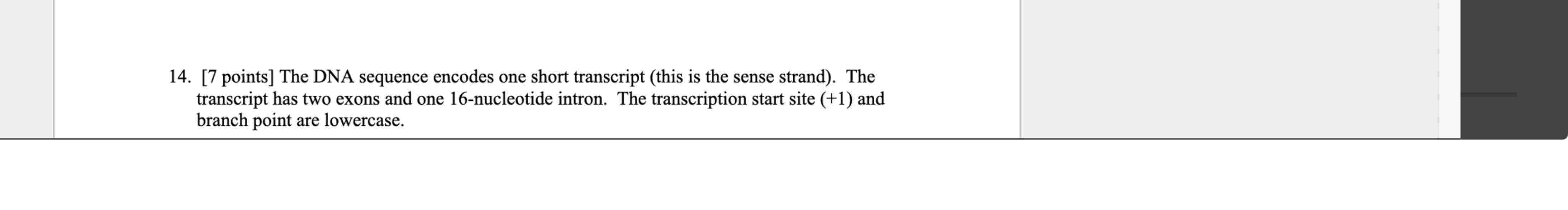 Solved 14. [7 ﻿points] ﻿The DNA sequence encodes one short | Chegg.com