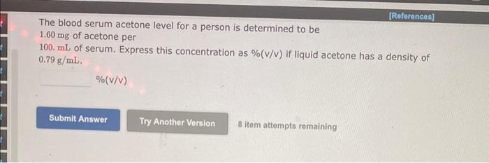 Solved The blood serum acetone level for a person is | Chegg.com