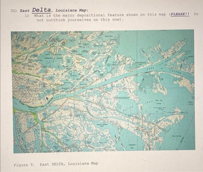 Solved 3G) East Delta, Louisiana Map: 1) What is the major | Chegg.com