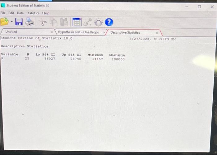 Solved Student Edition of Statistix 10 File Edit Data | Chegg.com
