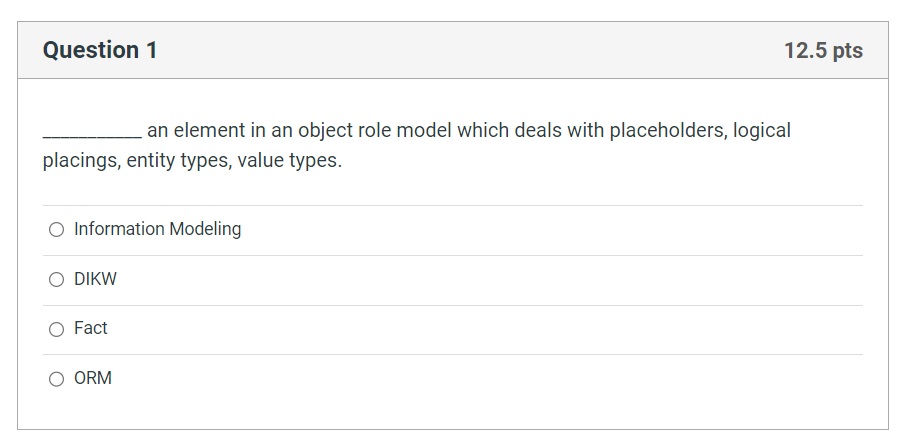 Solved Question 1an element in an object role model which | Chegg.com