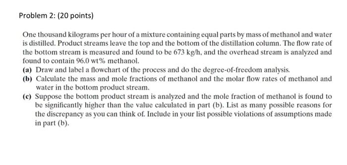 Solved One thousand kilograms per hour of a mixture | Chegg.com