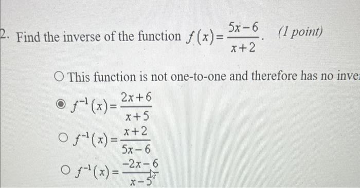 Solved Find the inverse of the function f(x)=x+25x−6. (1 | Chegg.com