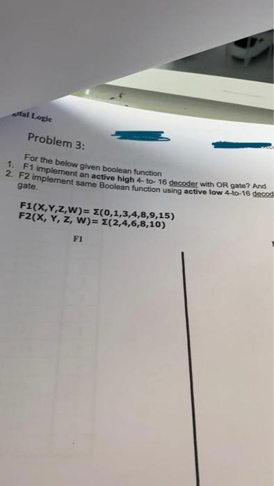 Solved tal Logic Problem 3: For the below given boolean | Chegg.com